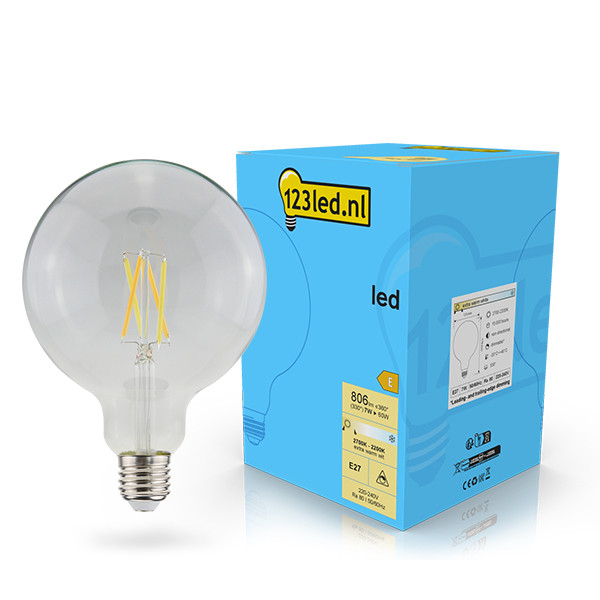 123led LED lamp E27 | Globe G125 | Dim to Warm | Filament | 2200-2700K | Dimbaar 7W (60W) 123led ...